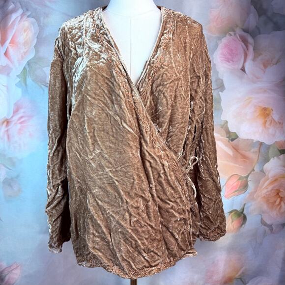 J. Jill | Tops | Vintage 9s Jjill Golden Brown Crushed Velvet Wrap ...